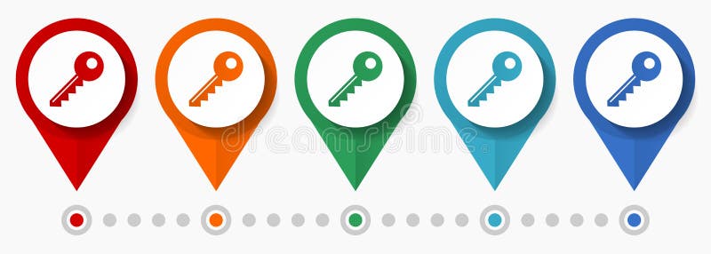 Key, Access Concept Vector Icon Set, Flat Design Pointers, Infographic ...