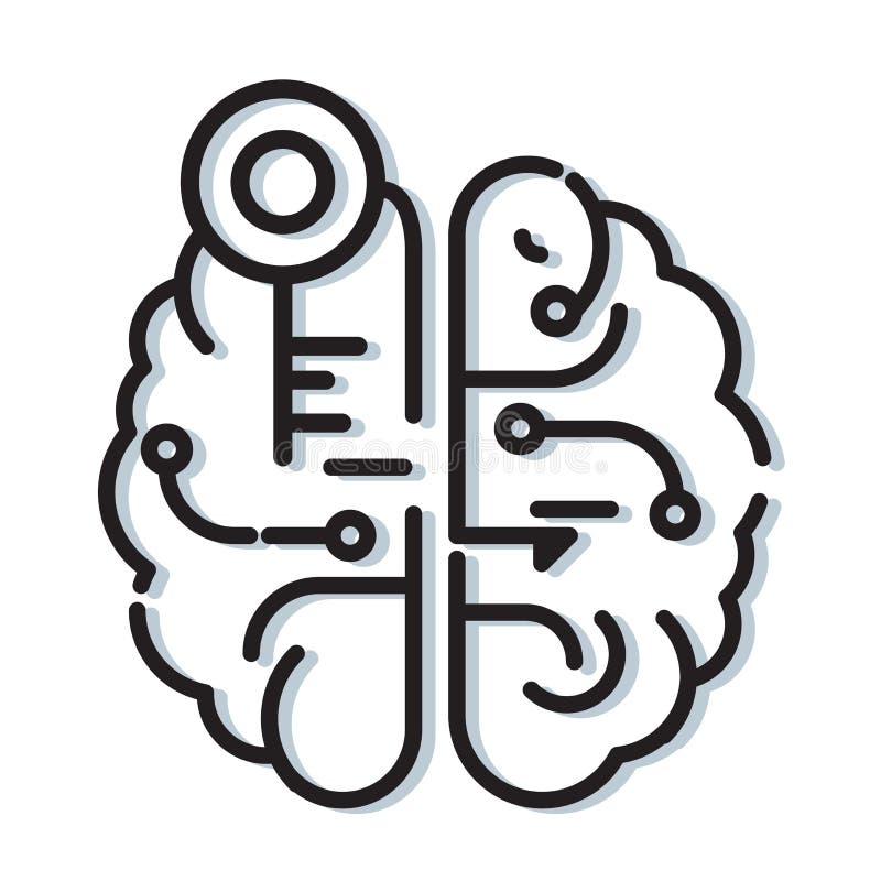 Key Access To the Human Brain Icon Stock Vector - Illustration of ...