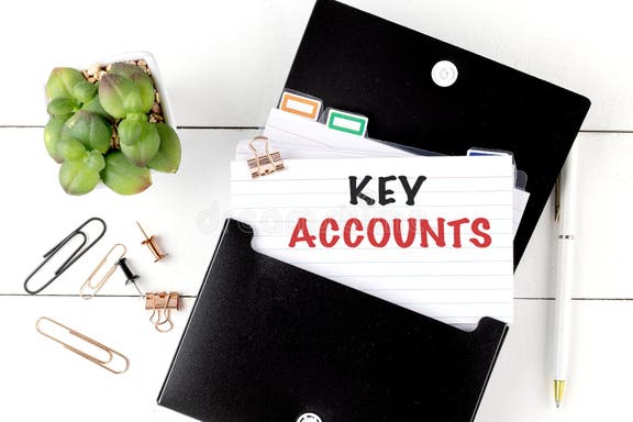 KEY ACCOUNTS Text on Note with Office Supplies Stock Image - Image of ...