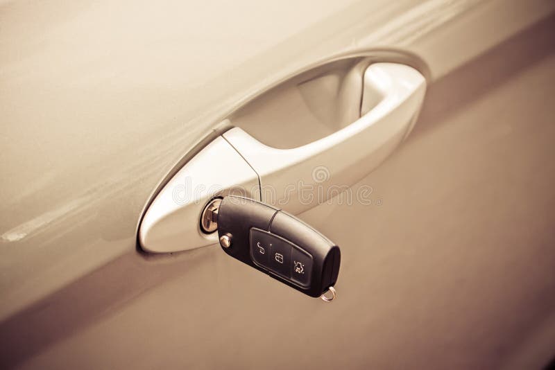 Key with Alarm System in the Car Door Stock Image - Image of drive ...