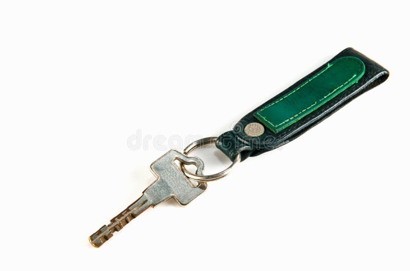 Key Attached To a Leather Keychain Stock Image - Image of fastened ...