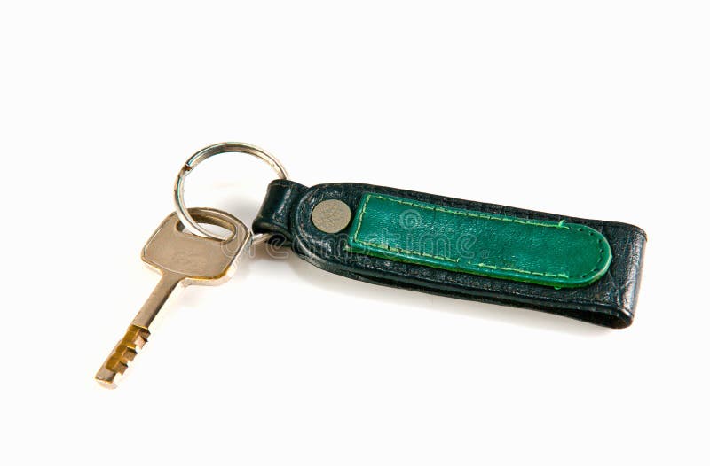 Key Attached To a Leather Keychain Stock Image - Image of access ...