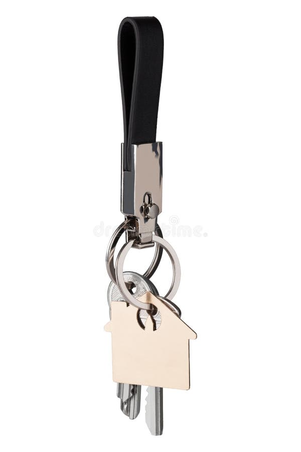 Key Attached To a Leather Keychain Stock Image - Image of trinket ...