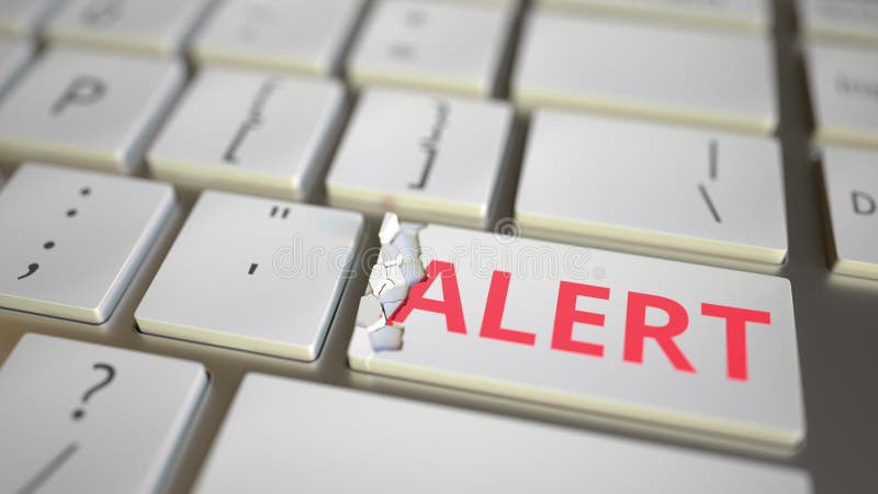 Alert Key Being Destroyed on the Computer Keyboard. Conceptual 3D ...
