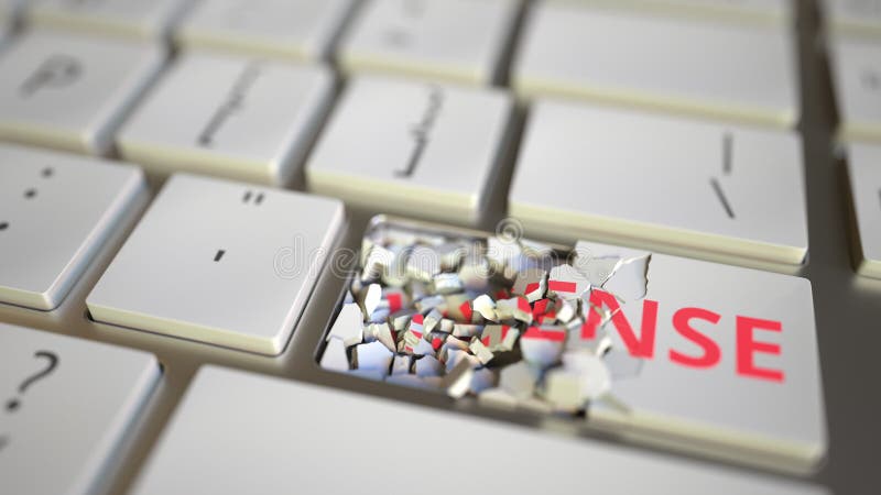 License Key Being Destroyed on the Computer Keyboard. Conceptual 3D ...
