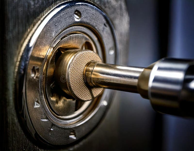 A Key is Being Inserted into a Lock Stock Illustration - Illustration ...