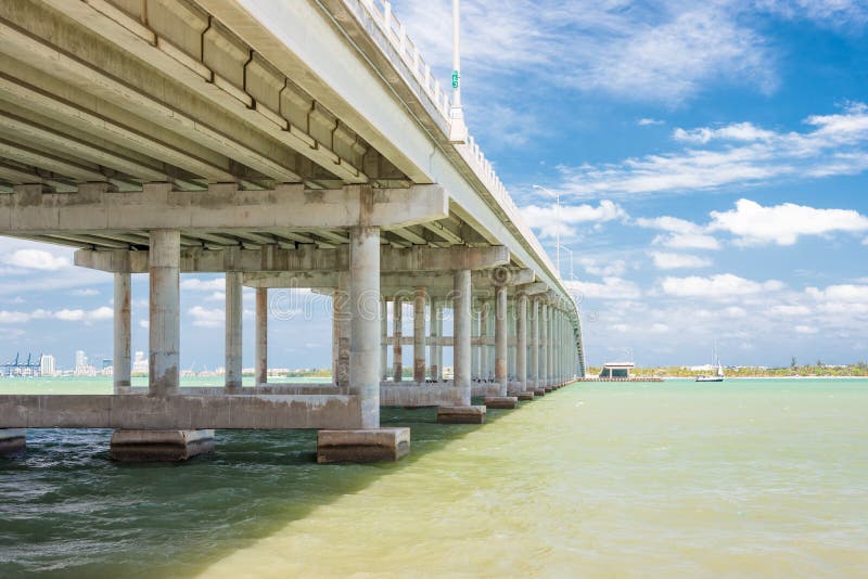 The Key Biscayne Bridge in Miami Stock Photo - Image of seascape ...