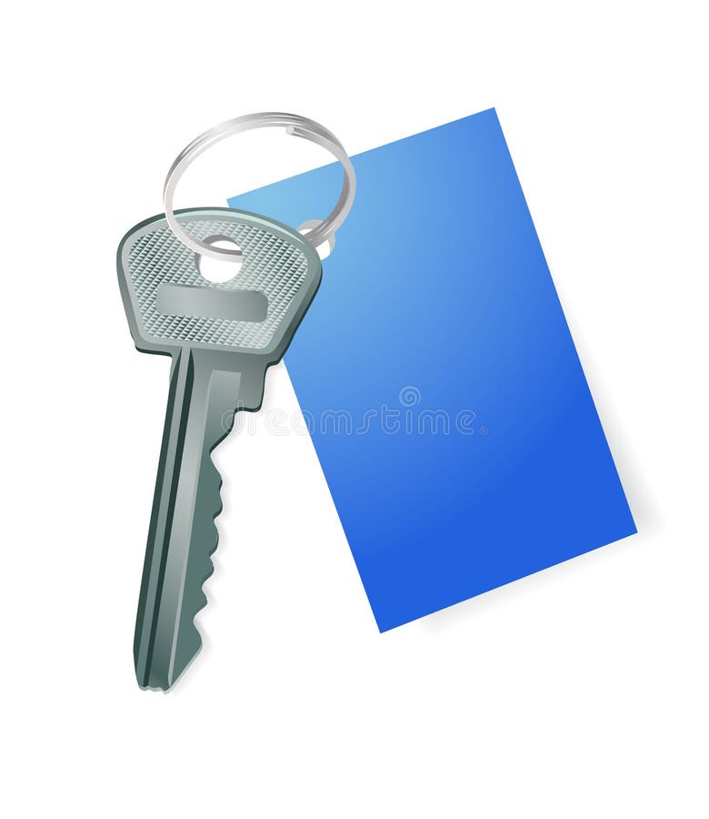 Key with a Blank Blue Label Stock Vector - Illustration of steel ...