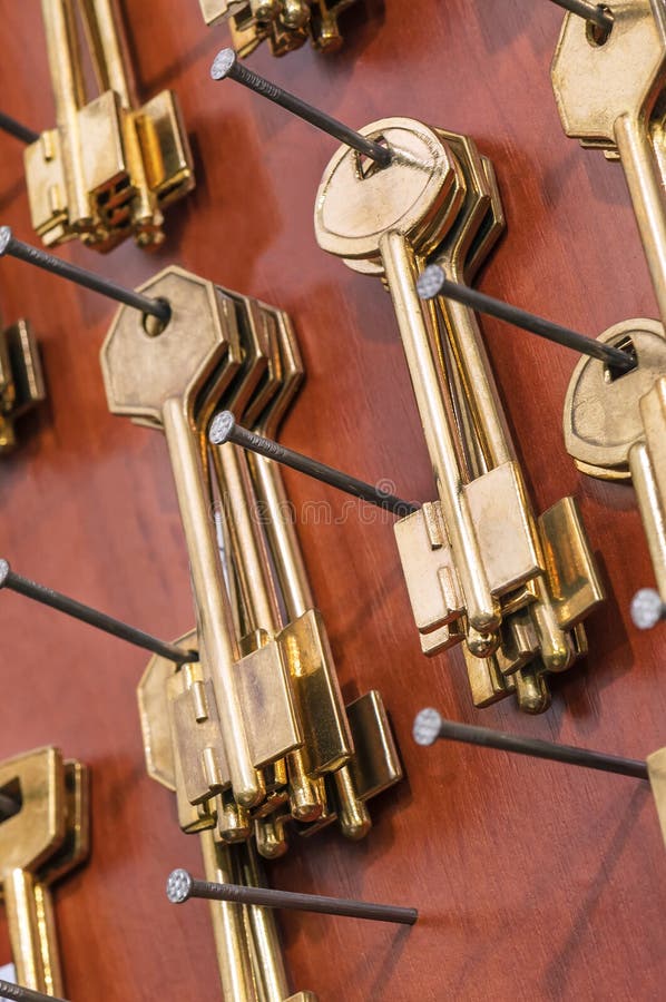 Key blanks on nail stock image. Image of grunge, golden - 74055753
