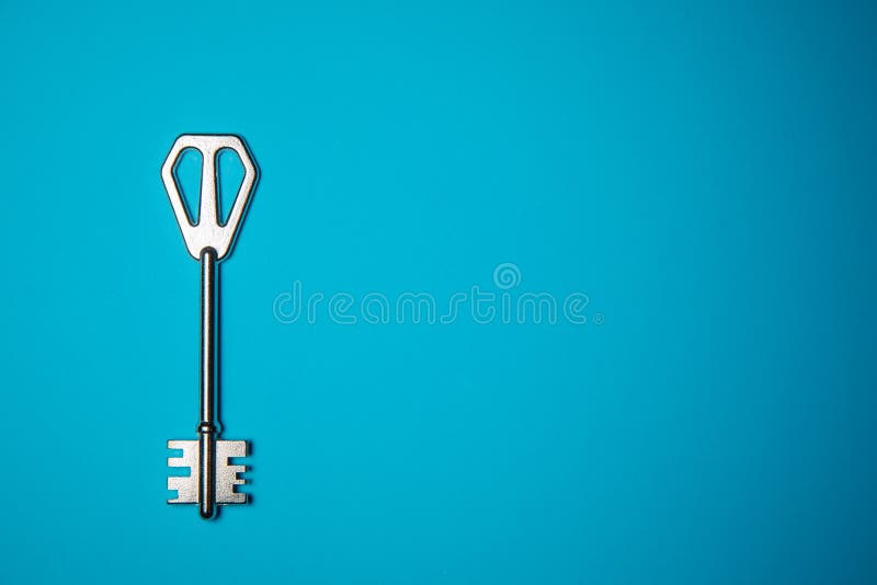 Key on Blue Background. Minimal Creative Style Stock Photo - Image of ...