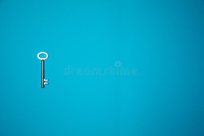 Key on Blue Background. Minimal Creative Style Stock Photo - Image of ...