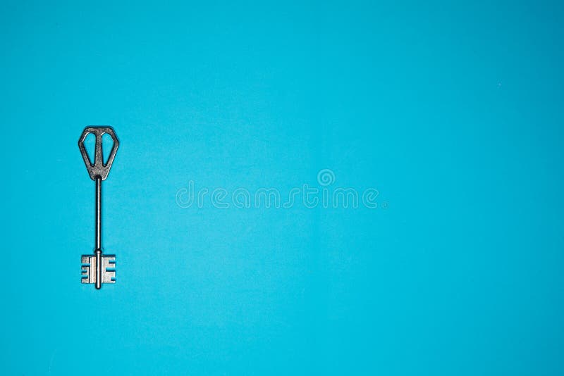 Key on Blue Background. Minimal Creative Style Stock Photo - Image of ...