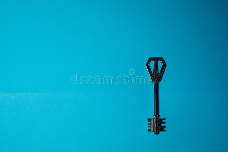 Key on Blue Background. Minimal Creative Style Stock Photo - Image of ...