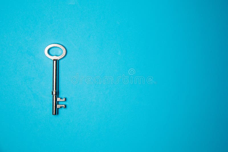 Key on Blue Background. Minimal Creative Style Stock Photo - Image of ...