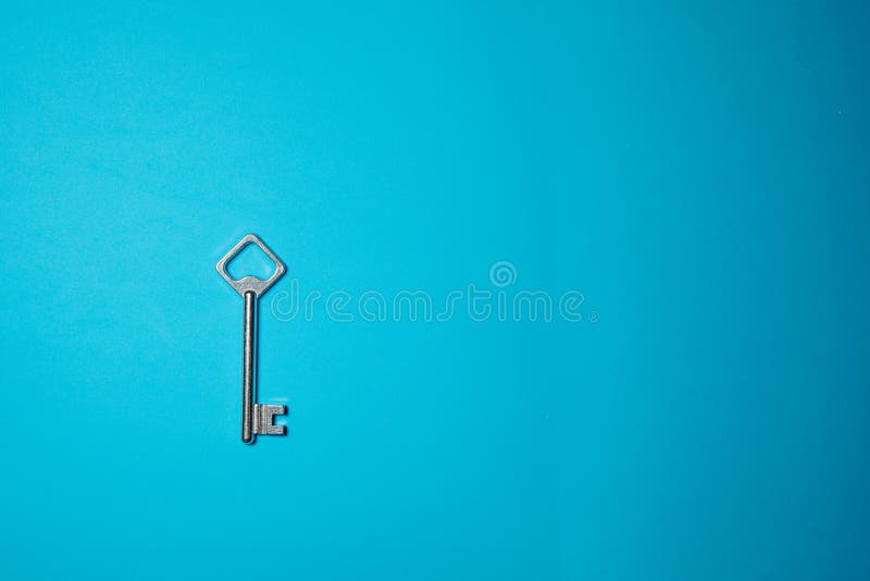 Key on Blue Background. Minimal Creative Style Stock Image - Image of ...