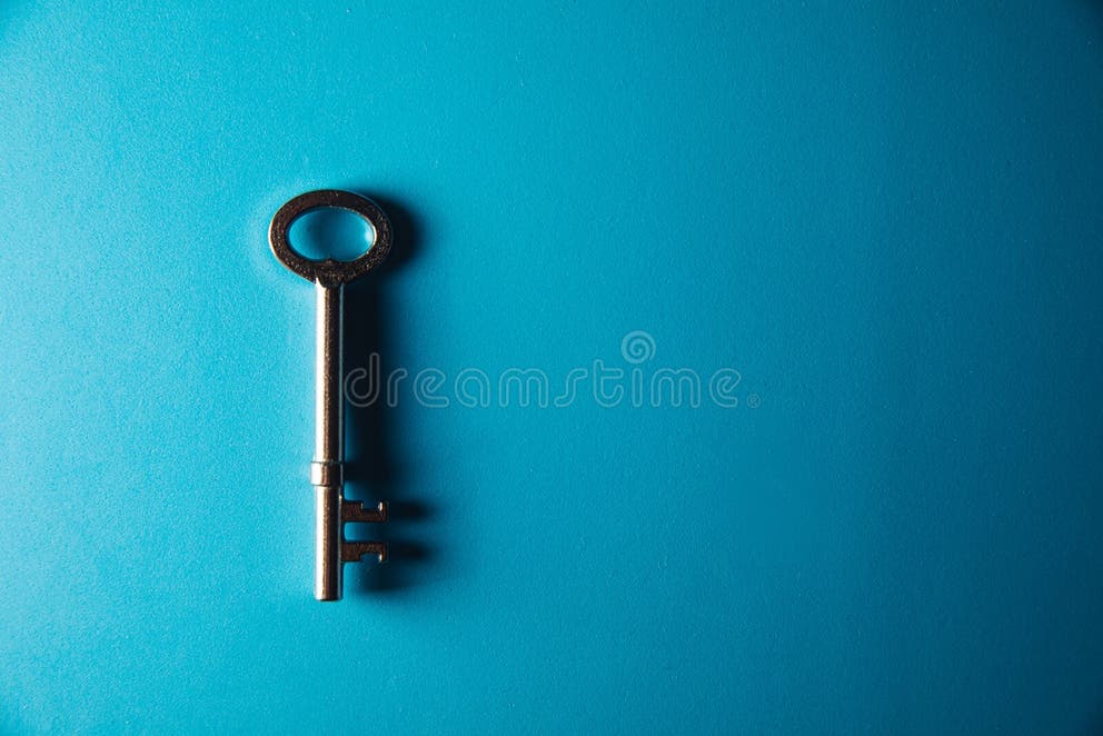Key on Blue Background. Minimal Creative Style Stock Photo - Image of ...