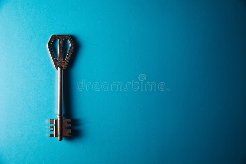 Key on Blue Background. Minimal Creative Style Stock Photo - Image of ...