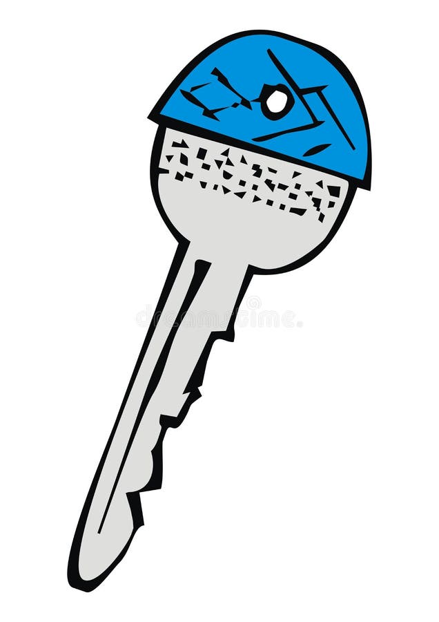 Key with Blue Marker, Doodle, Vector Icon Stock Vector - Illustration ...