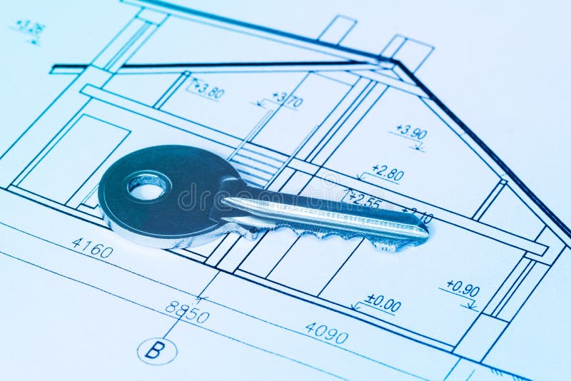 Home Keys and Building Blocks on Housing Plan Stock Image - Image of ...