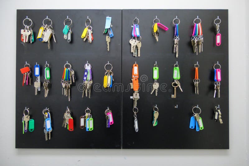 On a Key Board Hang Many Different Keys Stock Photo - Image of silver ...
