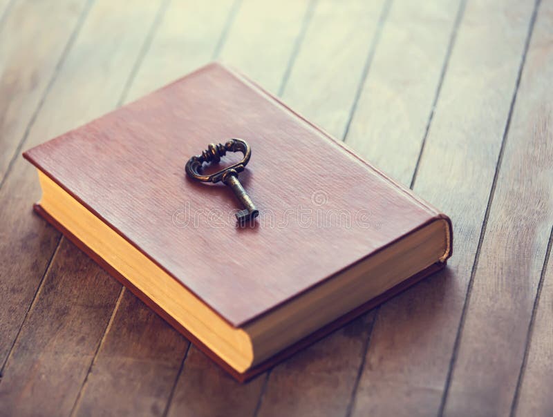 Key and book stock image. Image of literature, brown - 39491143
