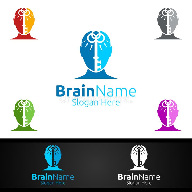 Key Brain Brain Logo with Think Idea Concept Design Stock Vector ...