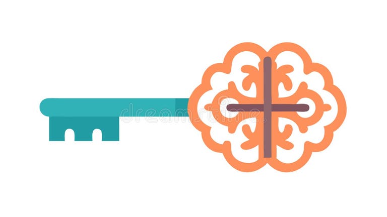 Key and Brain Icon for Problem Solving and Ideas, Vector Design ...