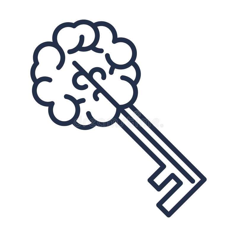 Creative Brain Sign with Key and Slogan Copy Space Stock Illustration ...
