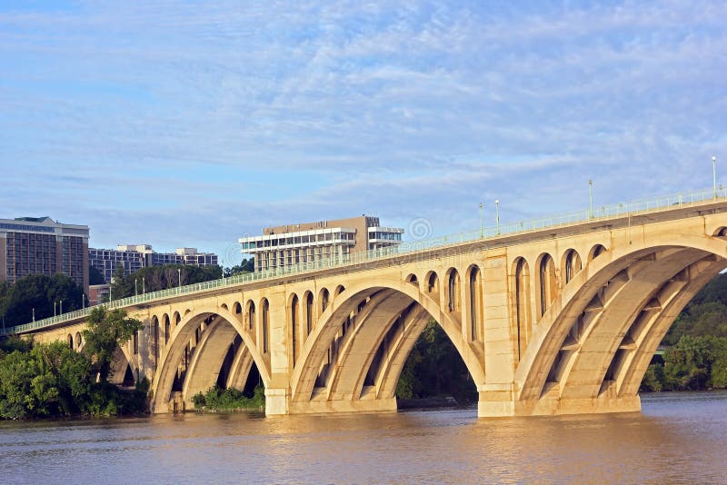 Key Bridge in the Morning, Washington DC. Stock Photo - Image of light ...