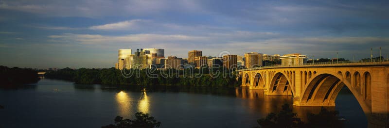 Key Bridge with Washington, DC Skyline Editorial Stock Image - Image of ...