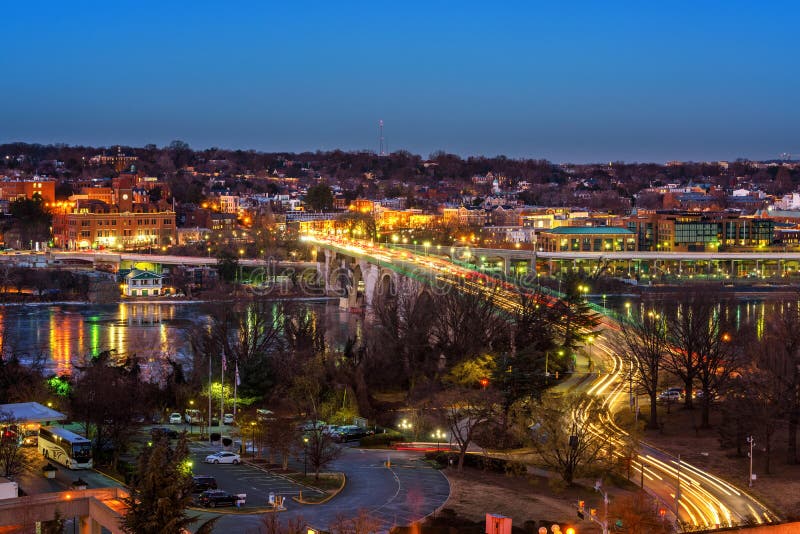 Key Bridge in Washington DC at Winter Dawn Stock Photo - Image of river ...