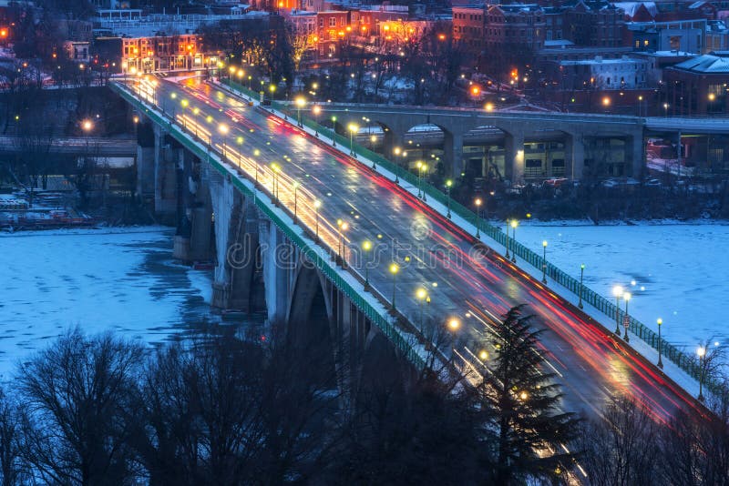 Key Bridge in Washington DC at Winter Dawn Stock Photo - Image of ...