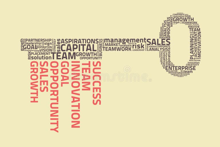 Key with business words stock illustration. Illustration of branding ...