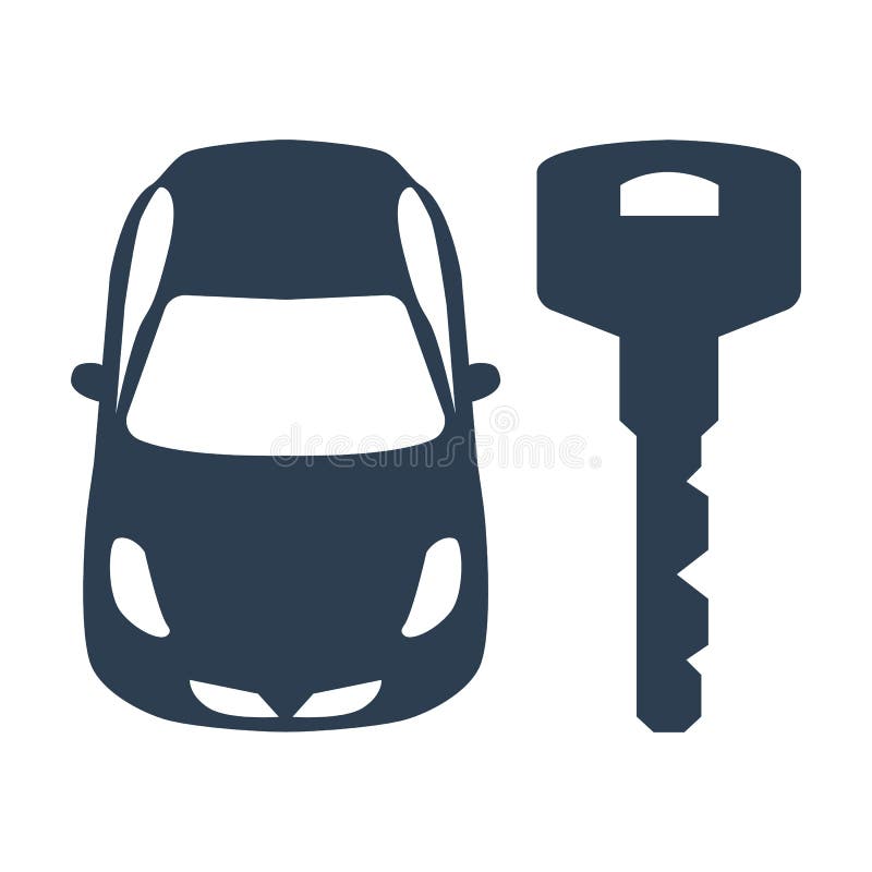 Key and Car Icon on White Background. Stock Illustration - Illustration ...