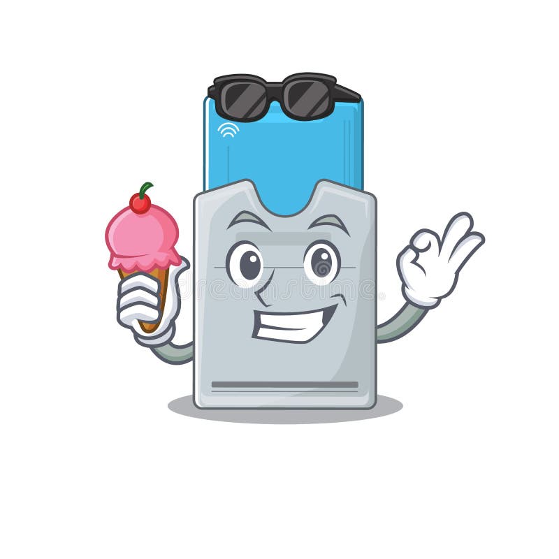 Key Card Mascot Cartoon Design with Ice Cream Stock Vector ...
