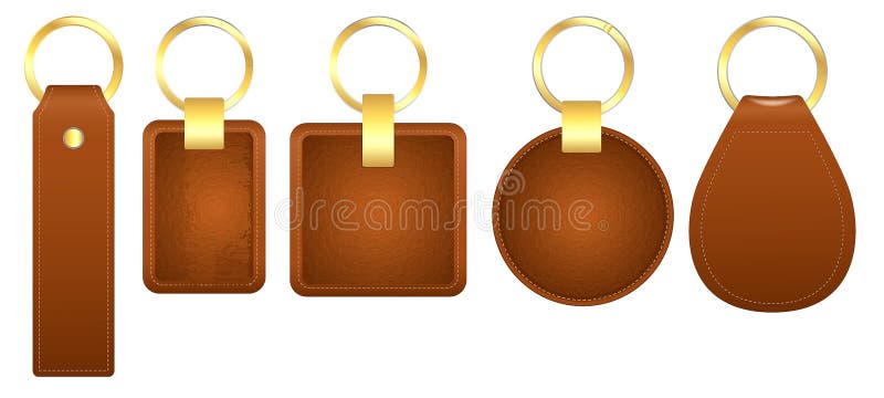 Set of High Detailed and Realistic Leather Key Chain Isolated.. Stock ...
