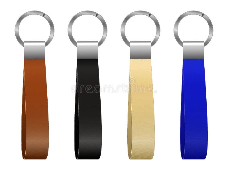 Set of High Detailed and Realistic Leather Key Chain Isolated. . Stock ...