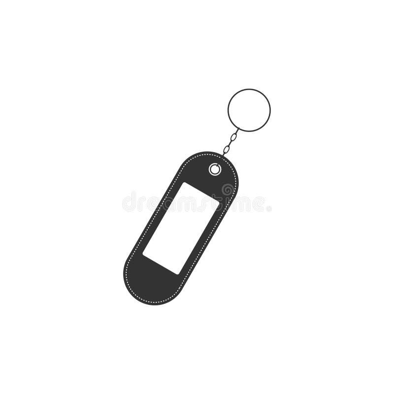 Key Chain Icon Isolated. Blank Rectangular Keychain with Ring and Chain ...