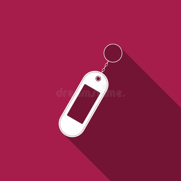 Key Chain Icon Isolated with Long Shadow. Blank Rectangular Keychain ...