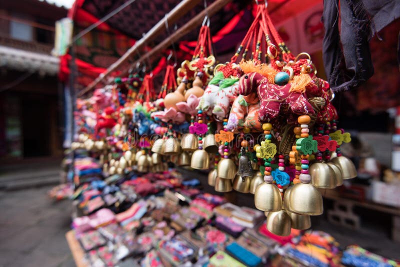 Key Chains with Bells and Cloth Animals Stock Photo - Image of market ...
