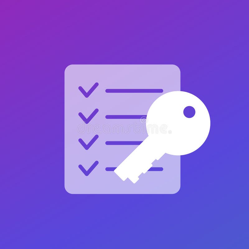 Key and Checklist Icon for Web Stock Vector - Illustration of check ...