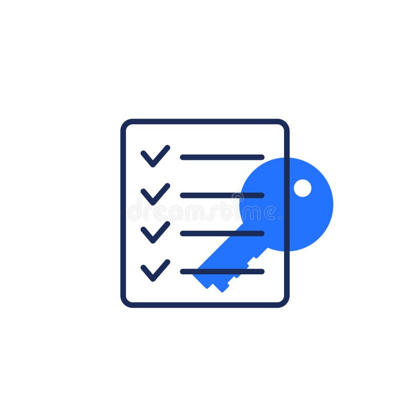 Key and Checklist Icon on White Stock Vector - Illustration of project ...