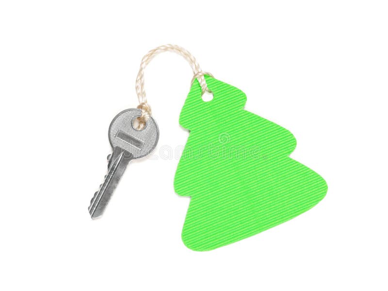 Key with Christmas Tree Shaped Label Stock Photo - Image of colorful ...