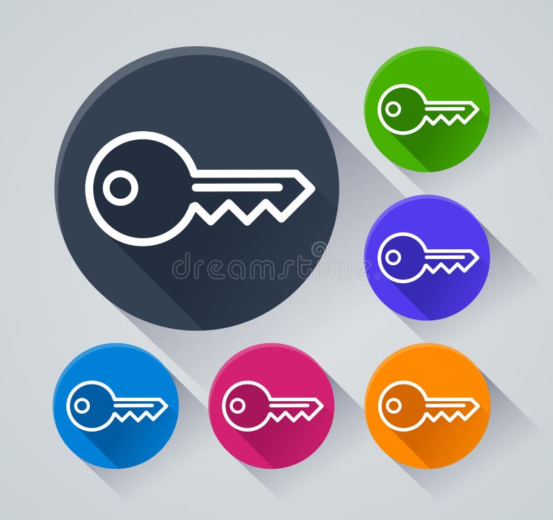 Key Circle Icons with Shadow Stock Vector - Illustration of flat, lock ...