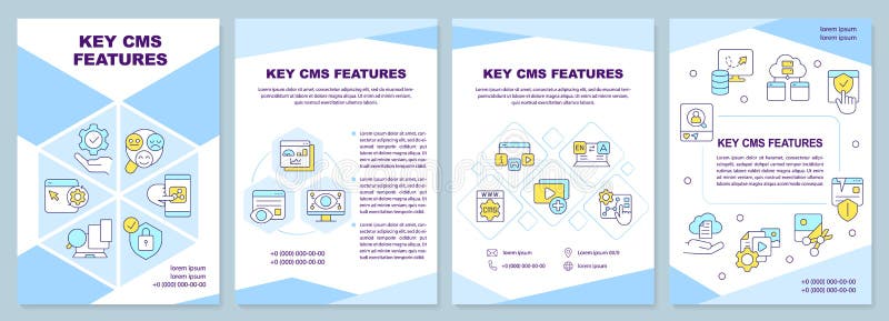 Key CMS Features Blue Brochure Template Stock Vector - Illustration of ... Key CMS Features Blue Brochure Template Stock Vector - Illustration of ...