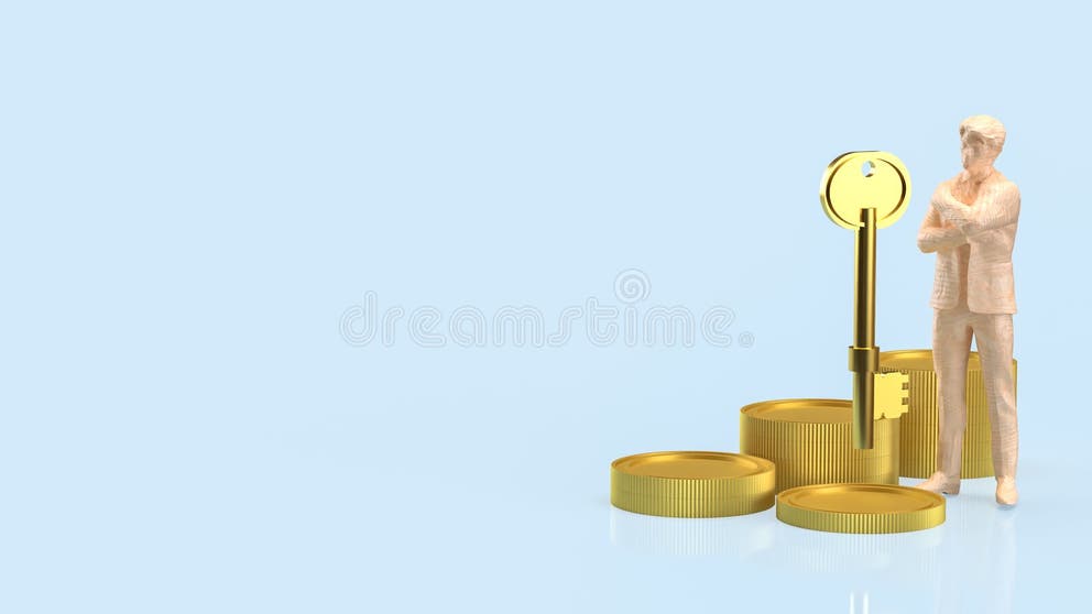 The Key and Coins for Business Concept 3d Rendering Stock Illustration ...