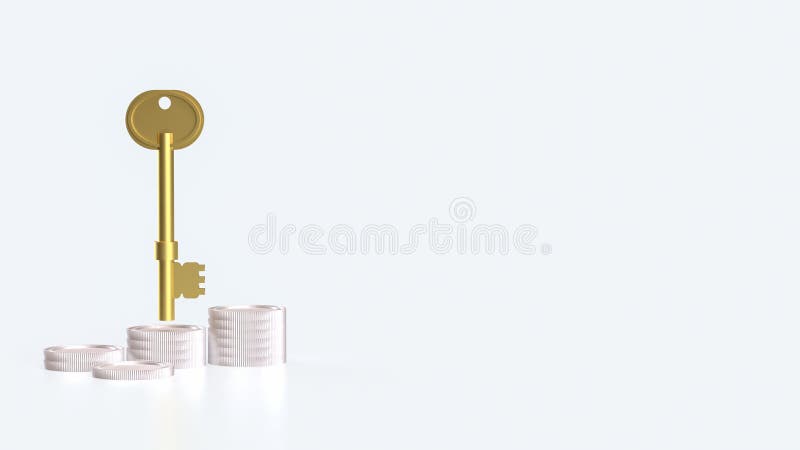 The Key and Coins for Business Concept 3d Rendering Stock Illustration ...