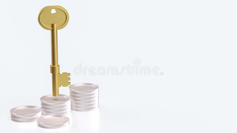 The Key and Coins for Business Concept 3d Rendering Stock Illustration ...