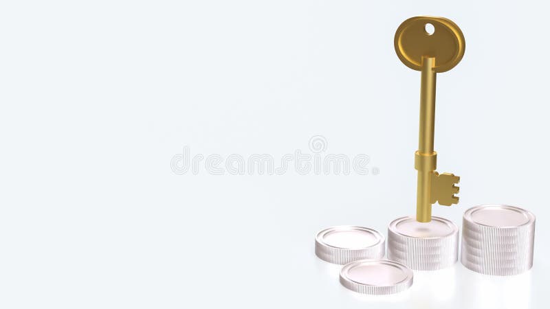 The Key and Coins for Business Concept 3d Rendering Stock Illustration ...