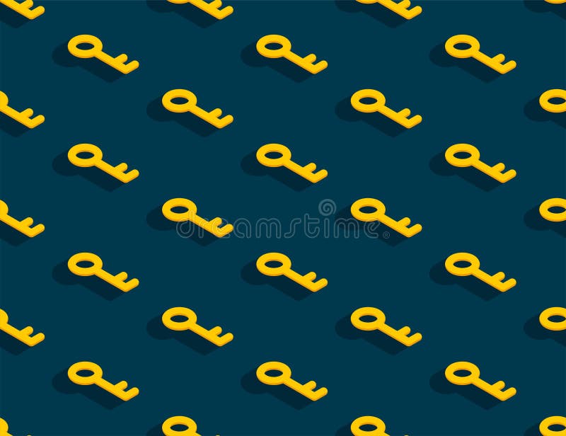 Key 3D Isometric Seamless Pattern, Password Unlock Concept Poster and ...